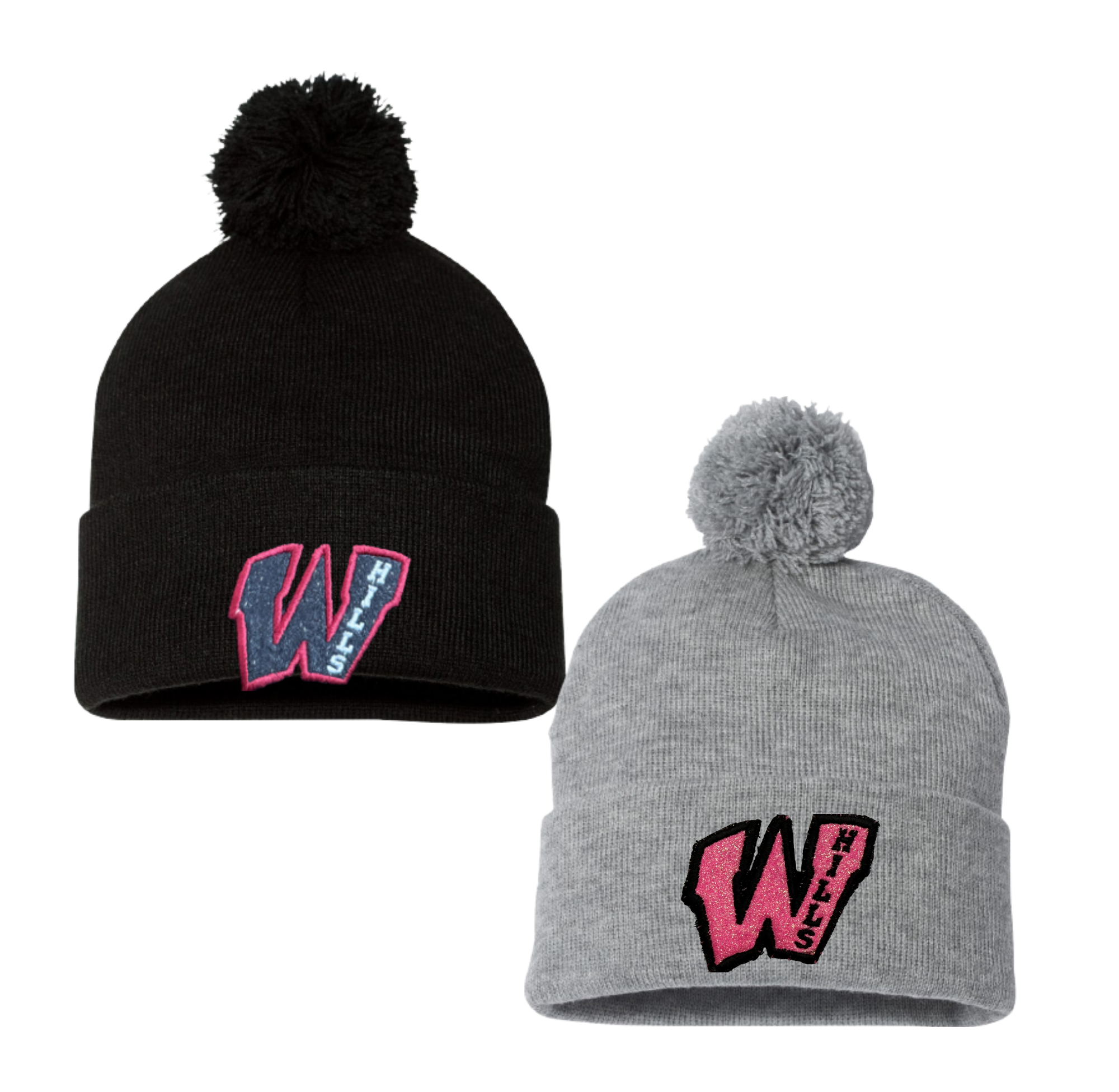 Wayne Hills Cuffed Beanie – Embroidered Logo with Glitter – Trendy ...